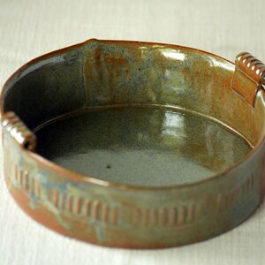 Slab Rolled Ceramic Pottery Round Shallow Dish Ovenware, Baking Dish ...