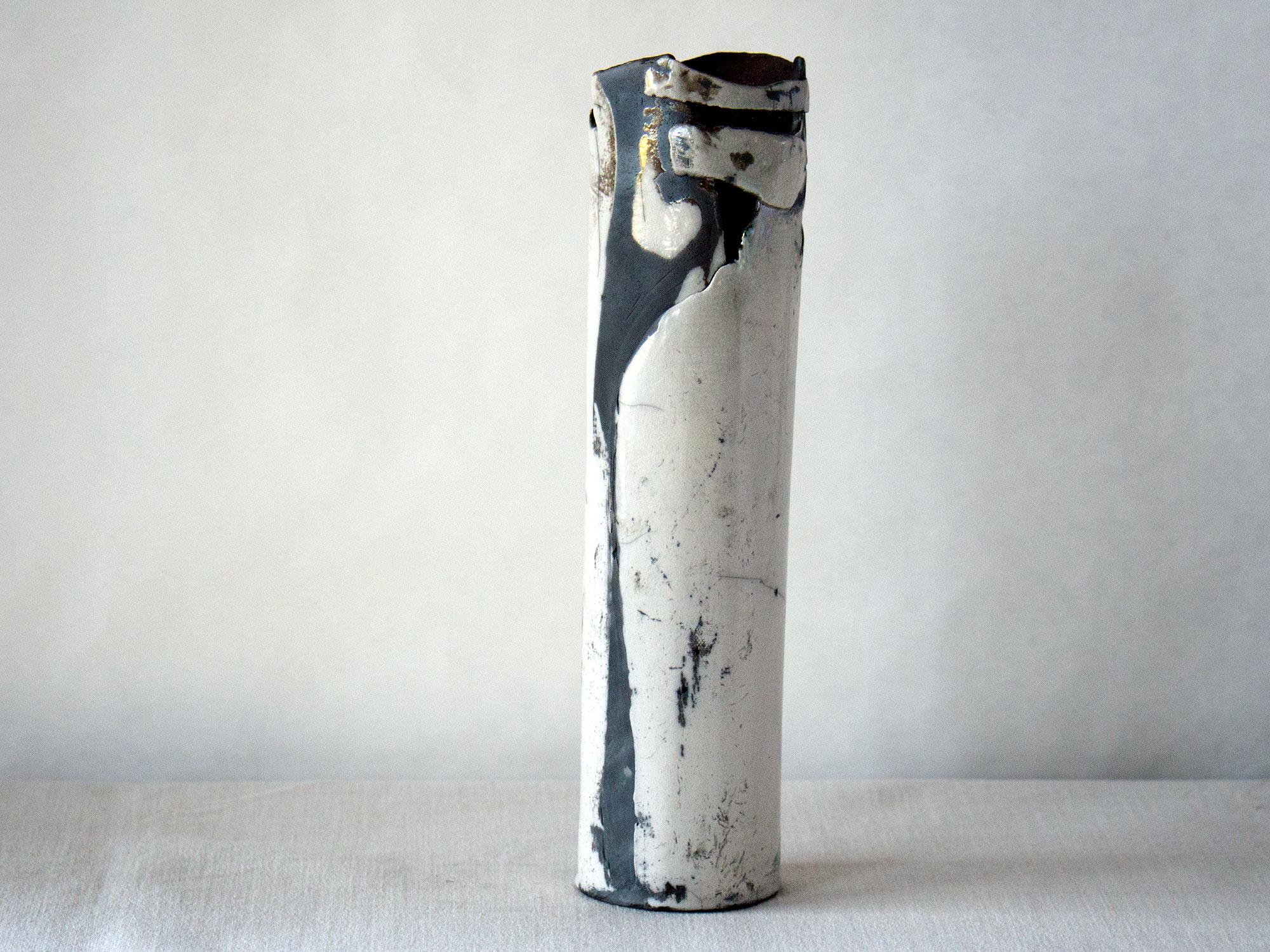 Handbuilt Ceramic Raku Tall Pottery Vase in Crackle White Glaze - Etsy