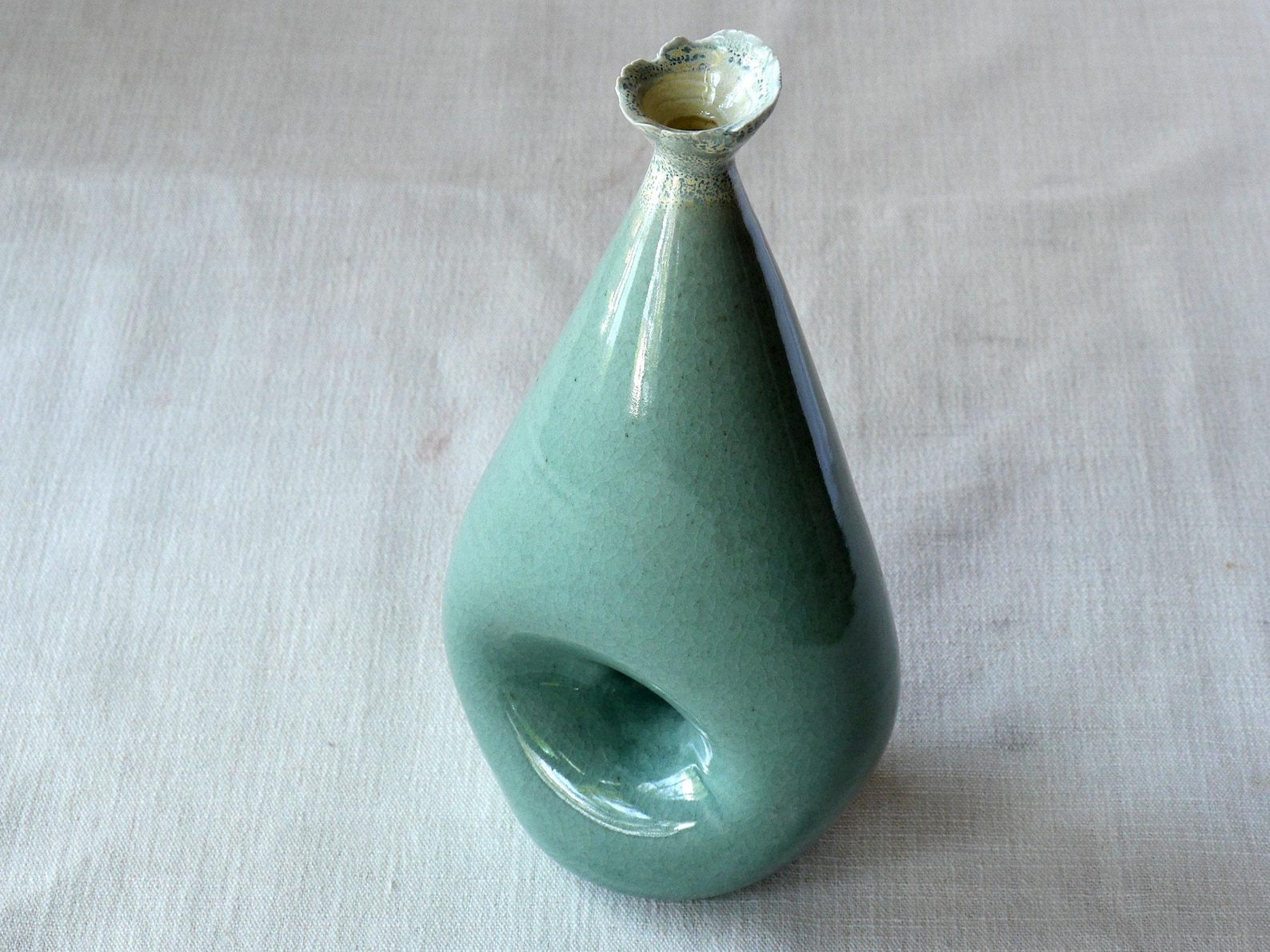 High Fired Handthrown, Altered With a Center Hole Wide Ceramic Pottery ...