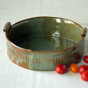 Slab Rolled Ceramic Pottery Round Shallow Dish Ovenware, Baking Dish ...