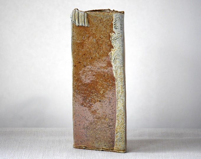 Woodfired Slab Built Abstract Pottery Vase in a Triangle Shape With ...