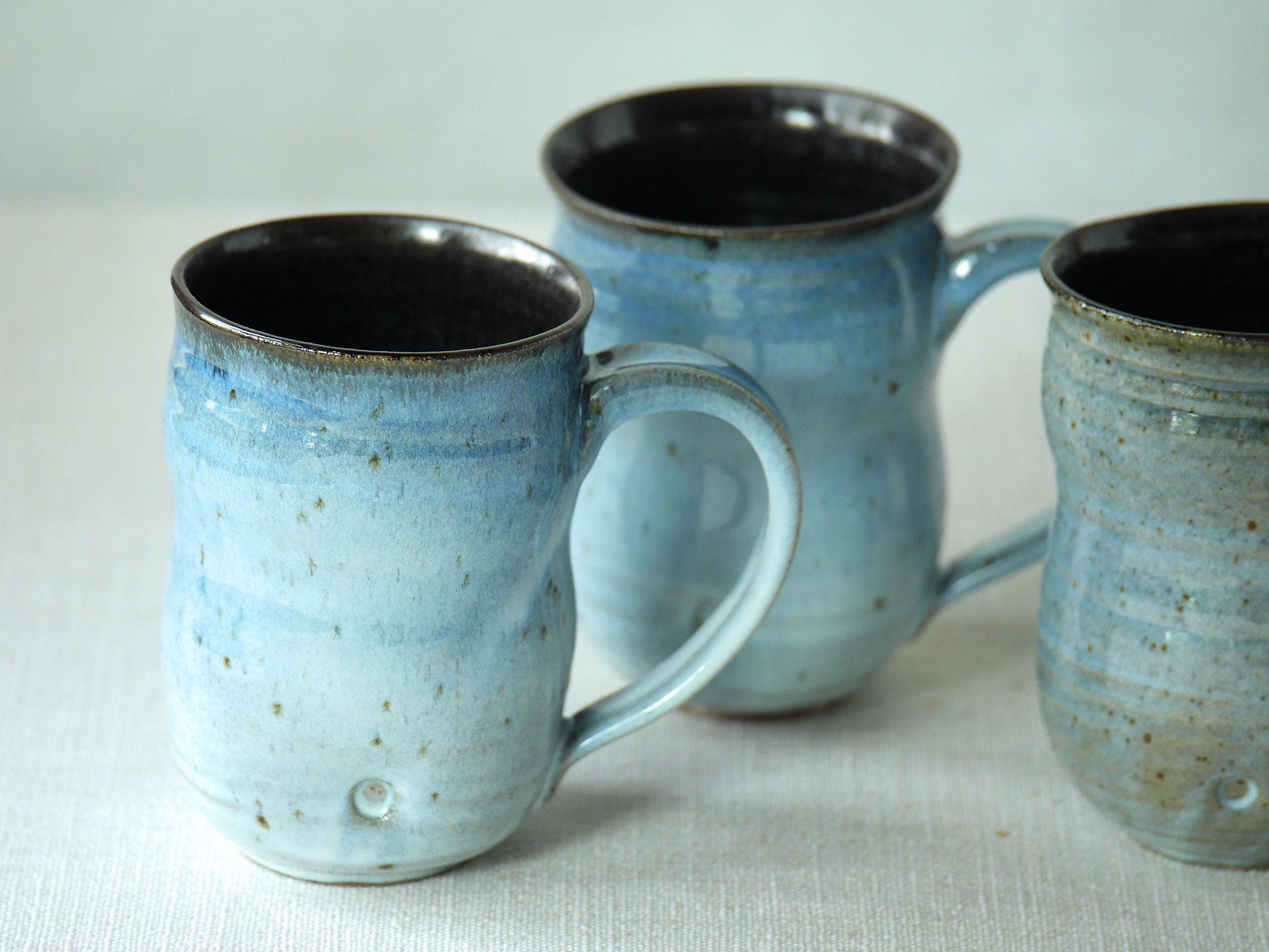 Handthrown Porcelain Ceramic Pottery Coffee Mugs in Water-like Blue ...