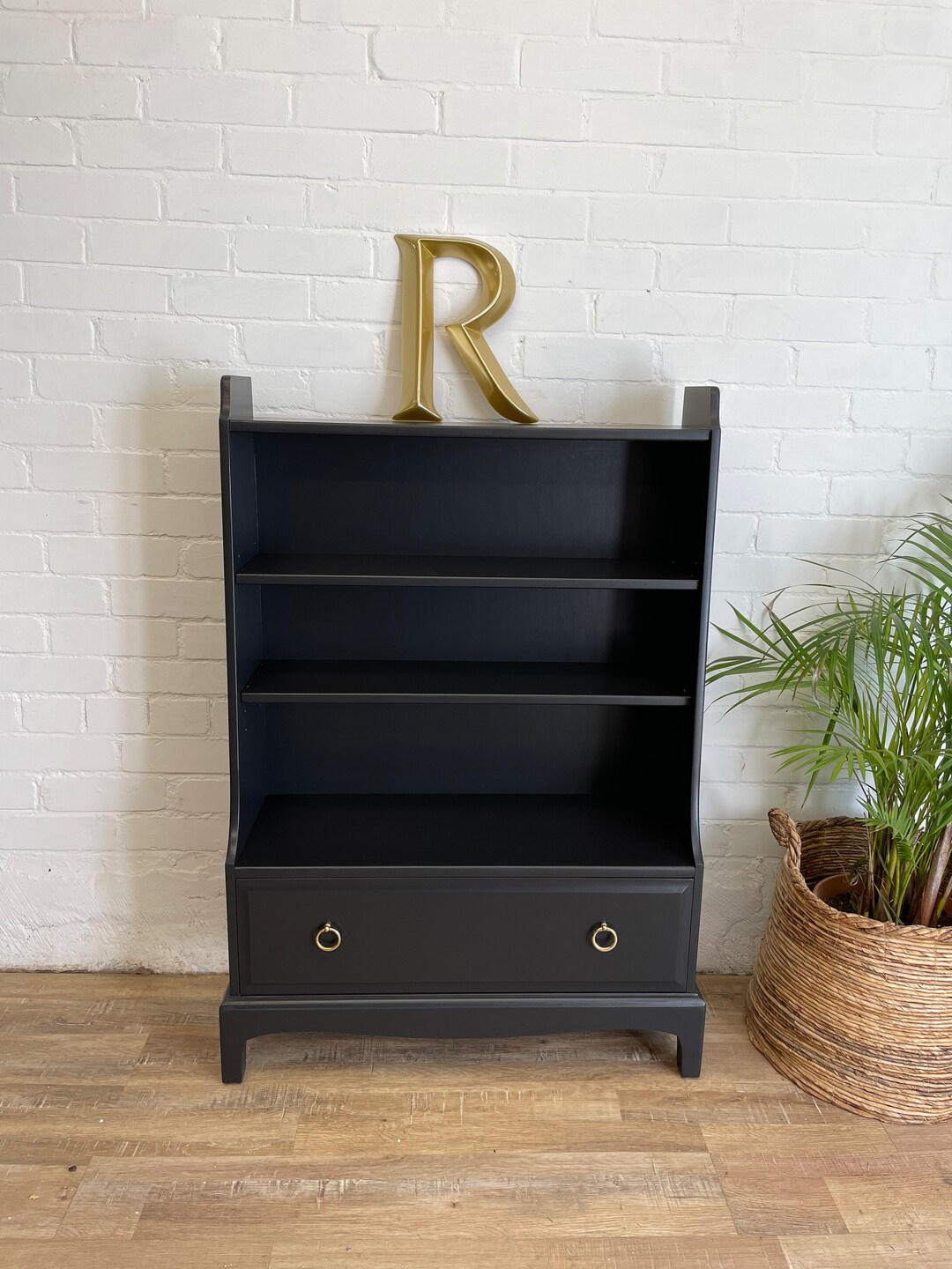 Stag Minstrel Waterfall Bookcase Painted Black - Etsy