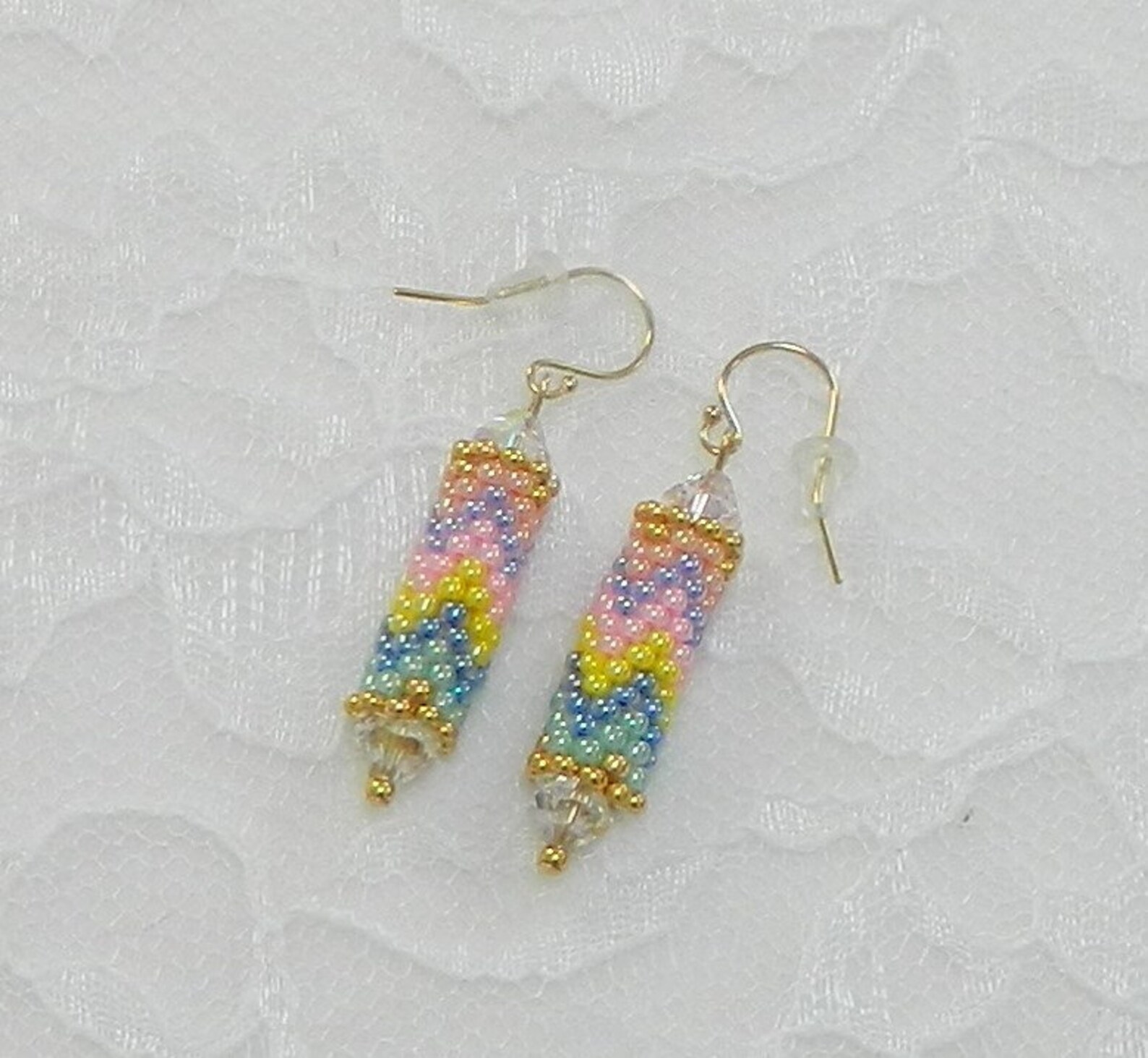 EARRING TUTORIAL Beaded Seed Bead & Crystal Peyote Tube Earring ...
