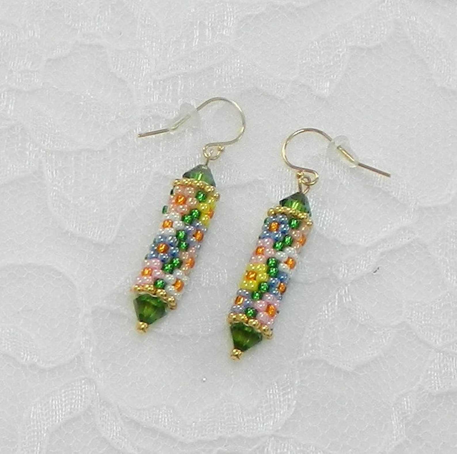 EARRING TUTORIAL Beaded Seed Bead & Crystal Peyote Tube Earring ...