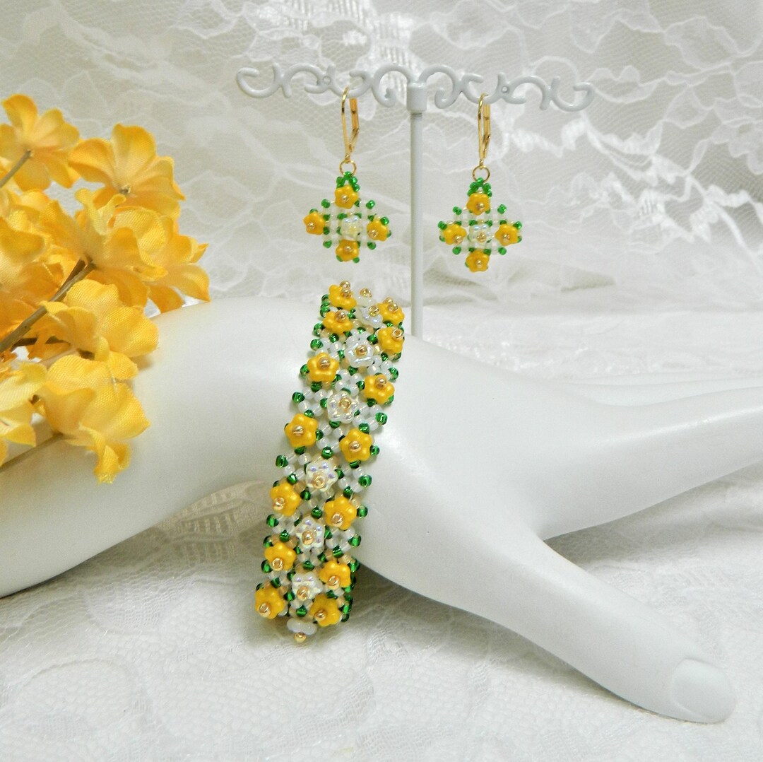 BRACELET SET TUTORIAL Beaded Pondo Stitch Garden Bracelet - Etsy