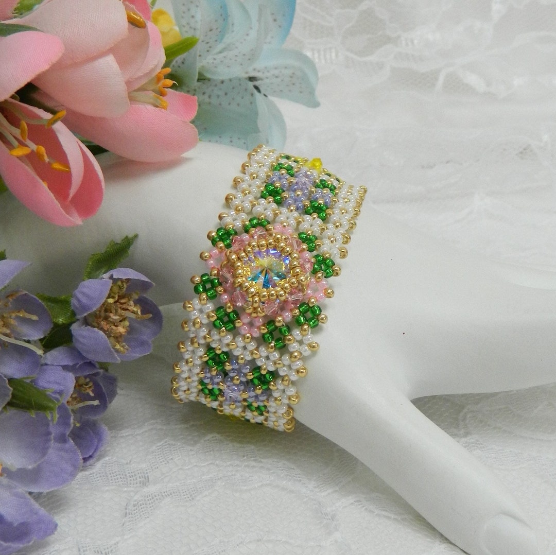 BEADING TUTORIAL for Beaded Pondo Stitch Flower Rivoli Necklace ...