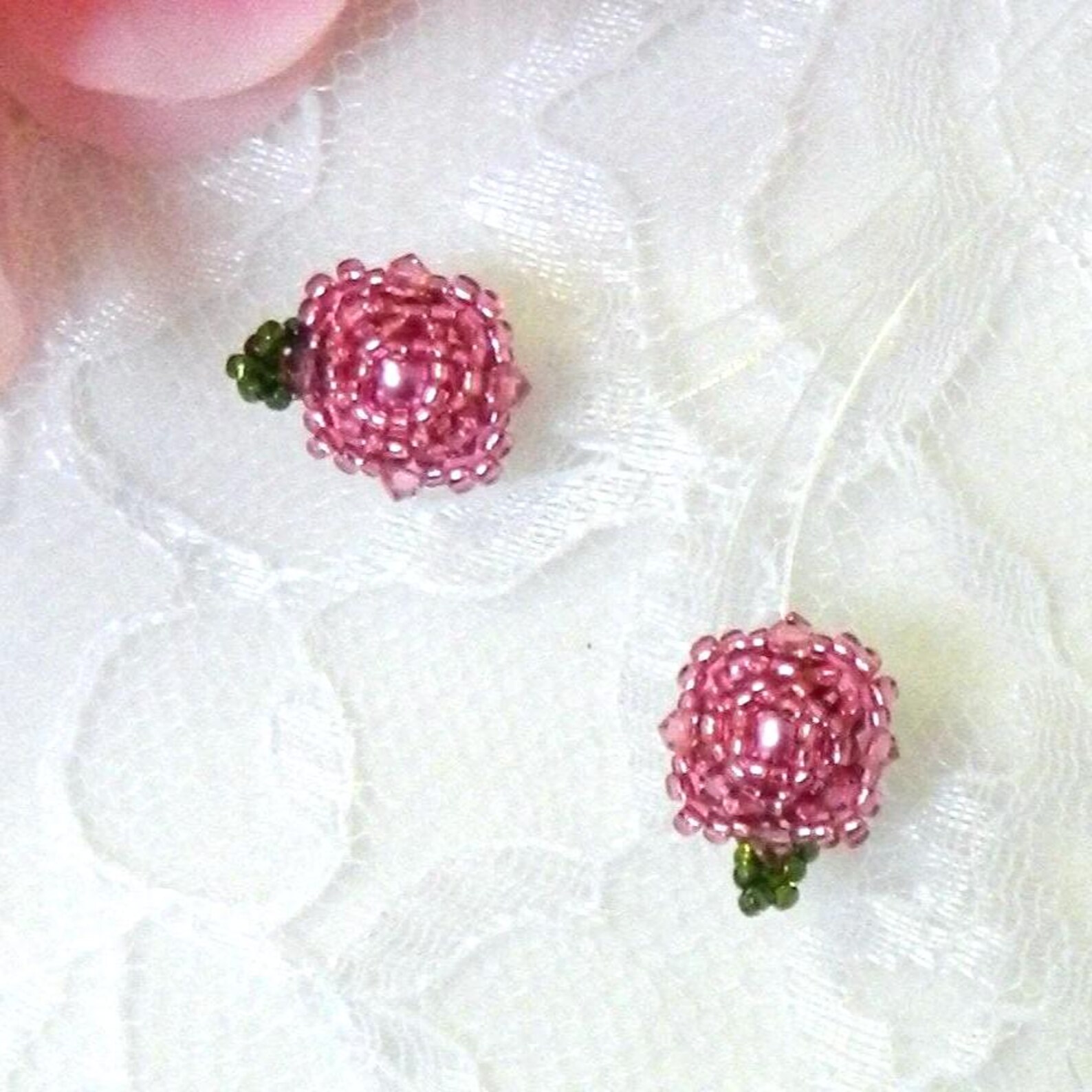 Beaded Crystal & Seed Bead "miniature Rose" Post Earrings TUTORIAL ...