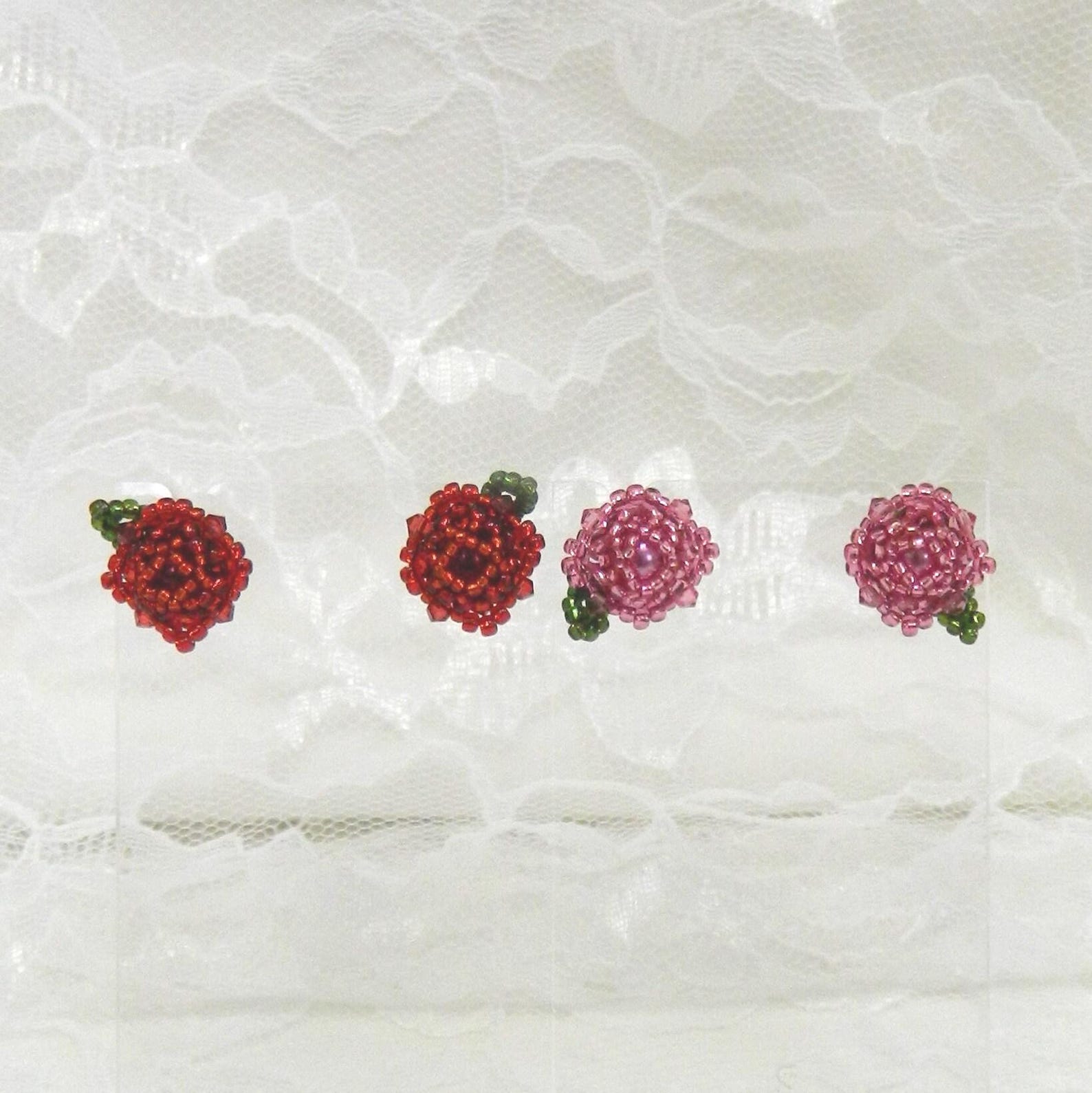 Beaded Crystal & Seed Bead "miniature Rose" Post Earrings TUTORIAL ...