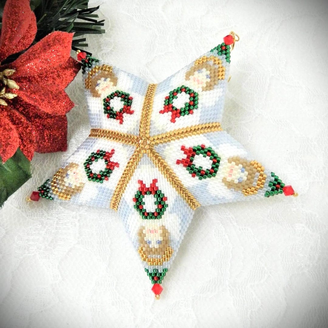 Beaded 3D Peyote Puffy Star Christmas Ornament With Customizable ...