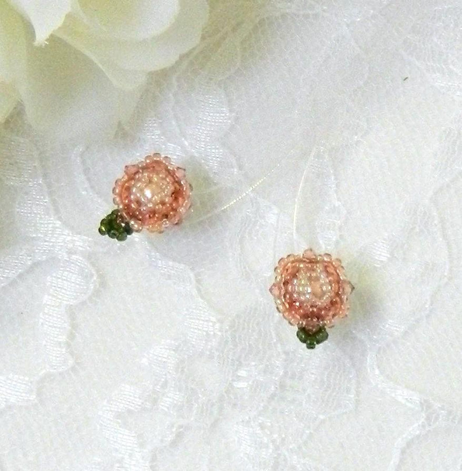 Beaded Crystal & Seed Bead "miniature Rose" Post Earrings TUTORIAL ...