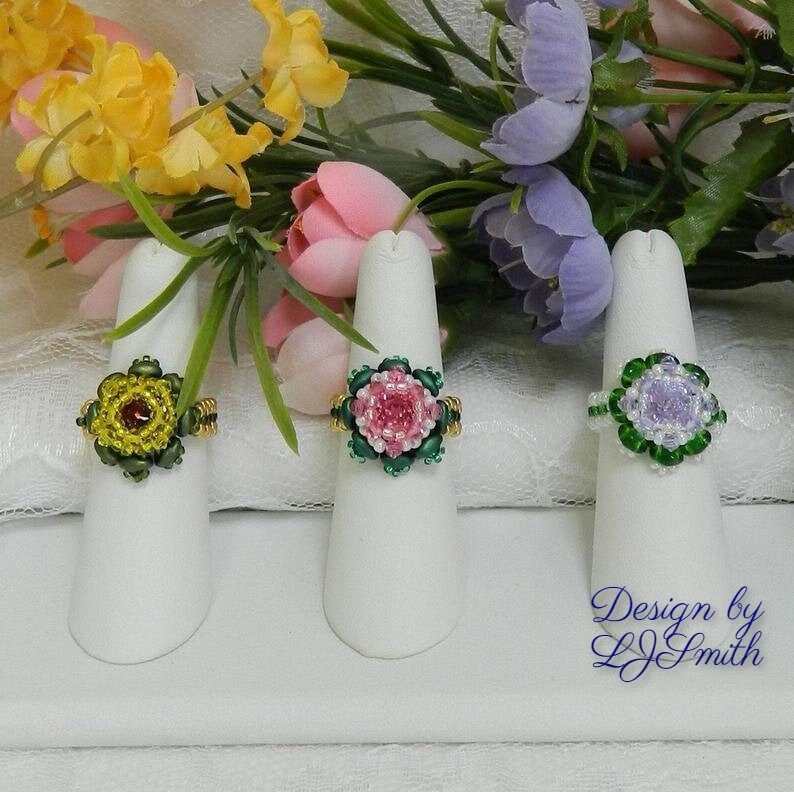 RING TUTORIAL Beaded Crystal flower Ring - Etsy