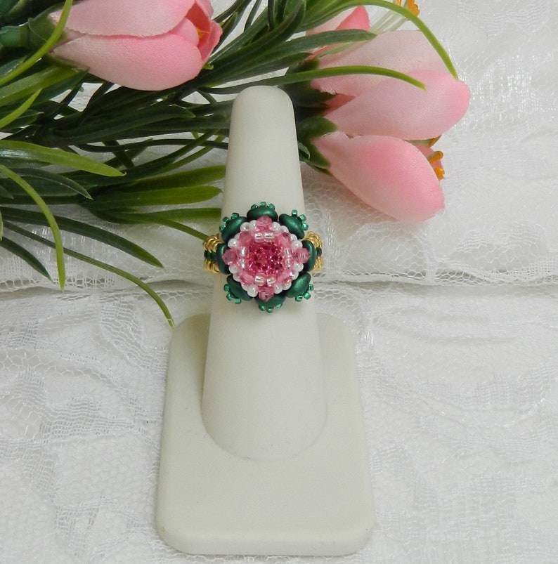 RING TUTORIAL Beaded Crystal flower Ring - Etsy