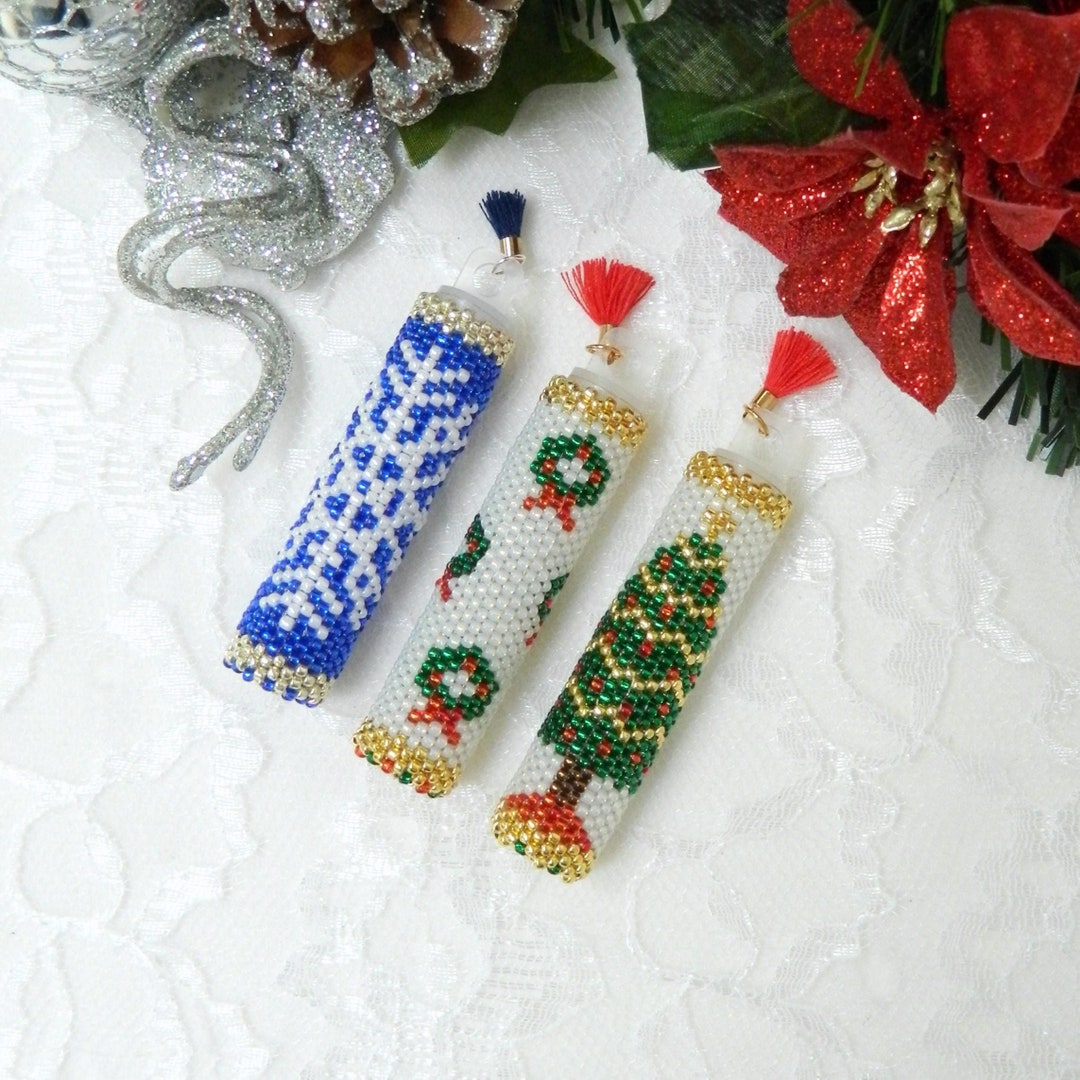 NEEDLE CASE PATTERNS - for Peyote Beaded Christmas Theme Plastic Needle ...