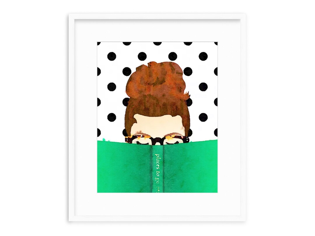 Bella Bookworm -- Watercolor Print -- Home Decor -- Read Colorfully - Etsy