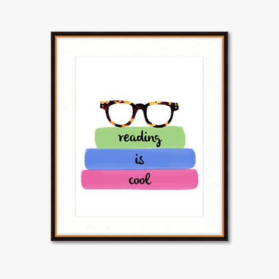 Reading is Cool Home Decor Illustrated Print - Etsy