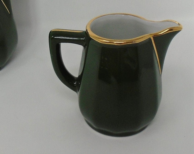 Apilco France Milk Jug Porcelaine Bistro Green and Gold Creamer - Etsy