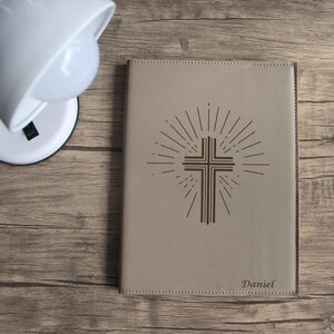 Custom Journal Cover Order, Laser Engraved Leather Christian Cross ...