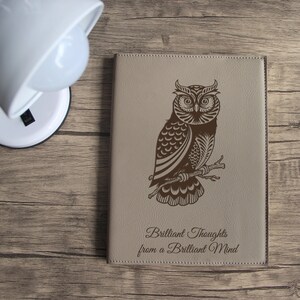 Owl Image and Custom Text Message Journal Cover With Refill, - Etsy