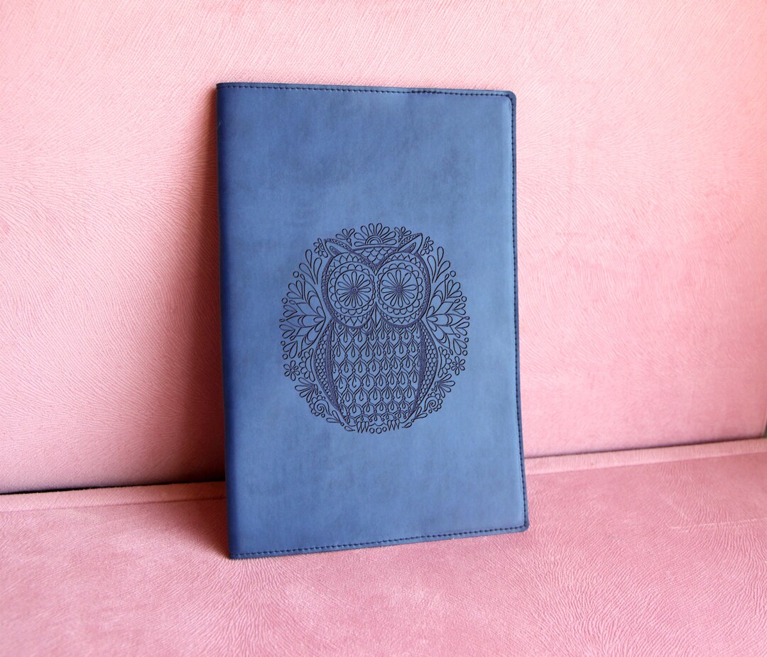 Custom Mandala Owl Journal Cover Order, Laser Engraved Leather Bound ...