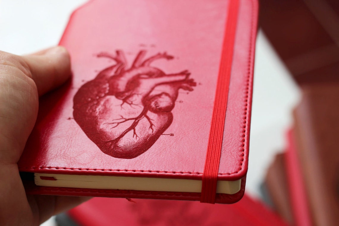 Anatomical Heart Journal Customizable Engraved Journal Leather | Etsy