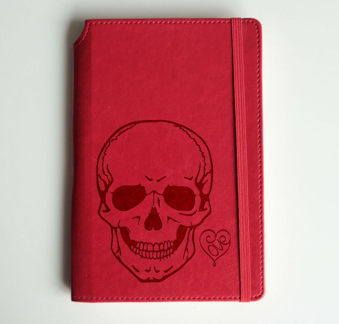Customizable Skull Journal Leather Bound Elastic Strip With - Etsy