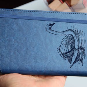 Engraved Swan Journal Leather Bound With Elastic Strip - Etsy