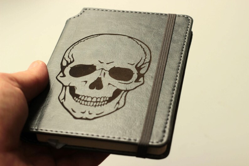 Customizable Skull Journal Leather Bound Elastic Strip With - Etsy