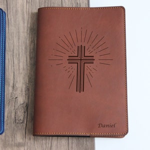 Custom Journal Cover Order, Laser Engraved Leather Christian Cross ...