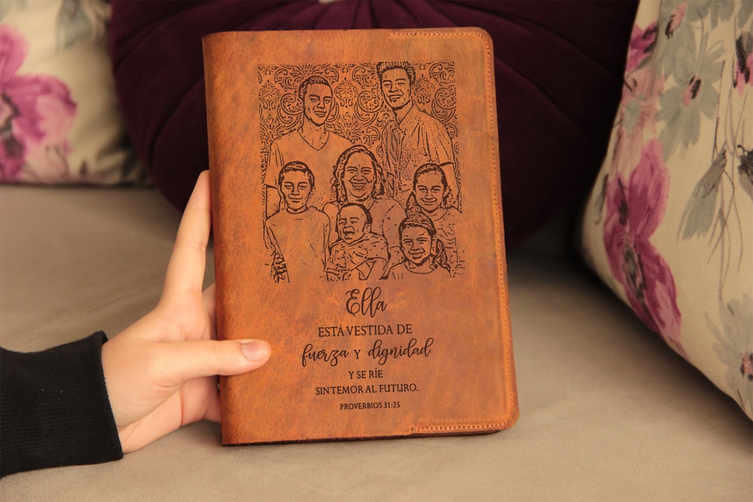 Custom Bible Cover Order, Family Photo Laser Engraved Genuine Crazy ...