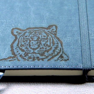Customizable Engraved Tiger Journal Leather Bound, Strip With the Same ...