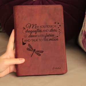 Custom Journal Cover Dragonfly, Laser Engraved Genuine Crazy Horse ...