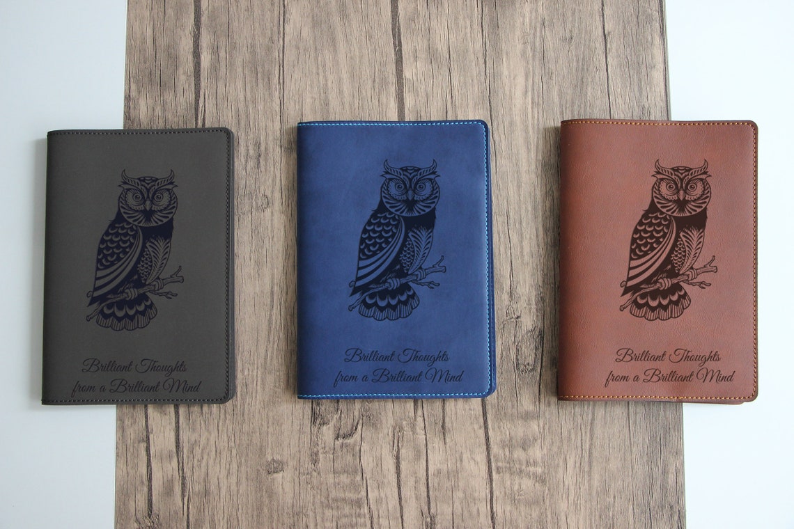 Owl Image and Custom Text Message Journal Cover With Refill - Etsy