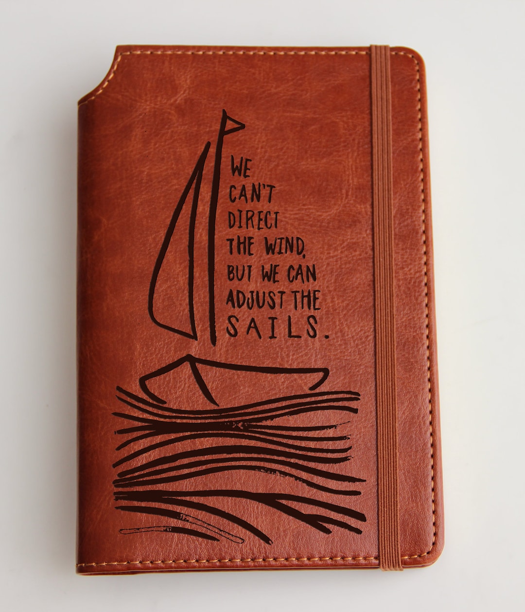 Laser Engraved Sailing Boat Journal With Custom Quote Leather Bound ...