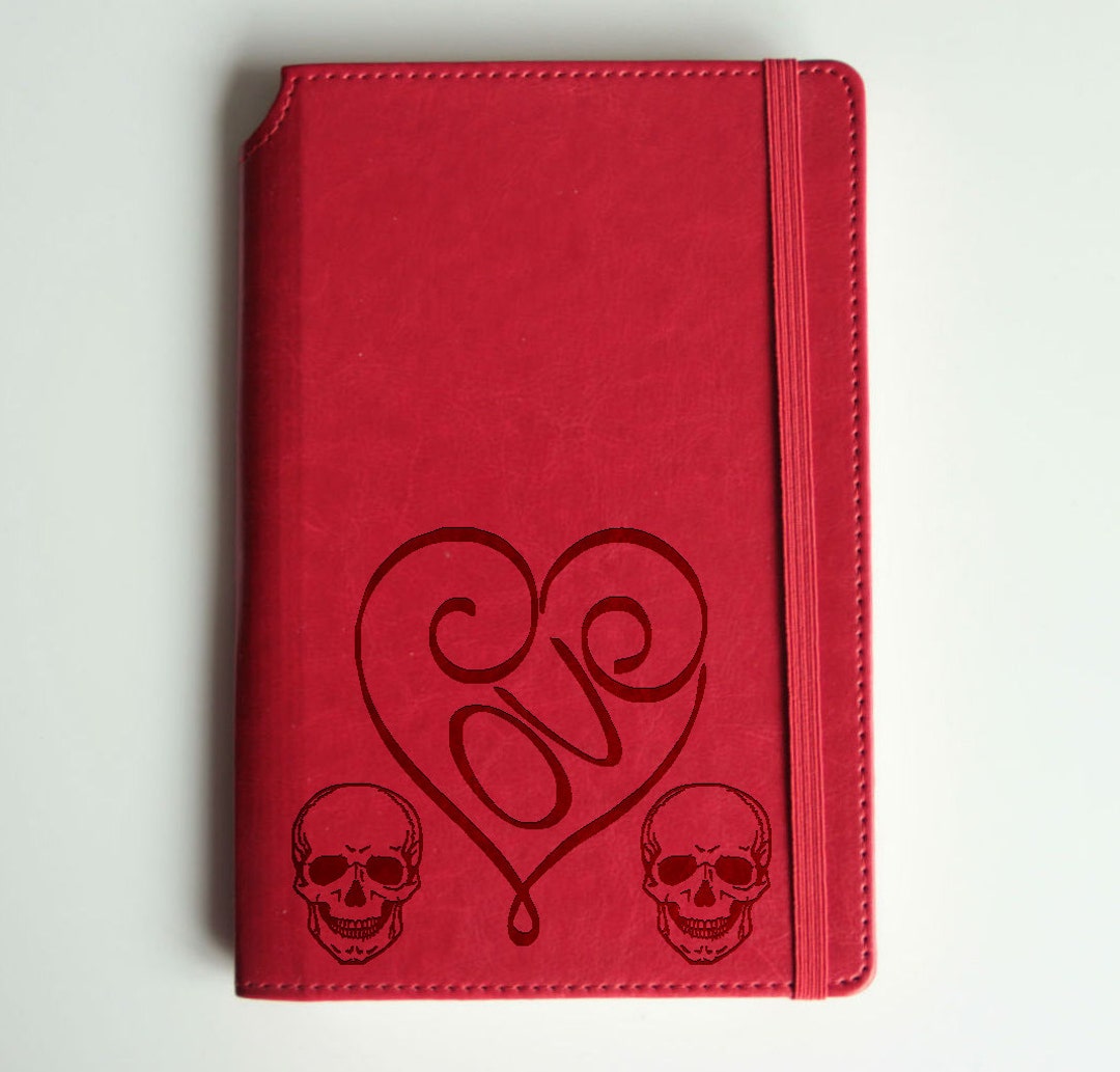 Customizable Skull Journal Leather Bound Elastic Strip With - Etsy