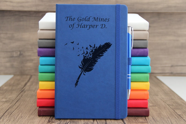 Poem Notebook With Quill Feather and Birds Engraving From Your Photo ...