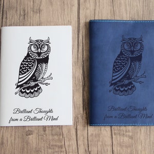 Owl Image and Custom Text Message Journal Cover With Refill, - Etsy