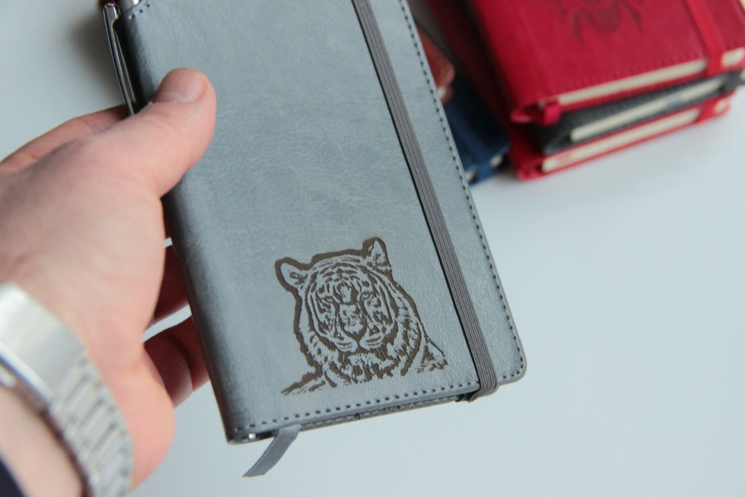 Customizable Engraved Tiger Journal Leather Bound, Strip With the Same ...