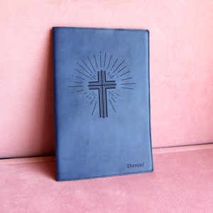 Custom Journal Cover Order, Laser Engraved Leather Christian Cross ...
