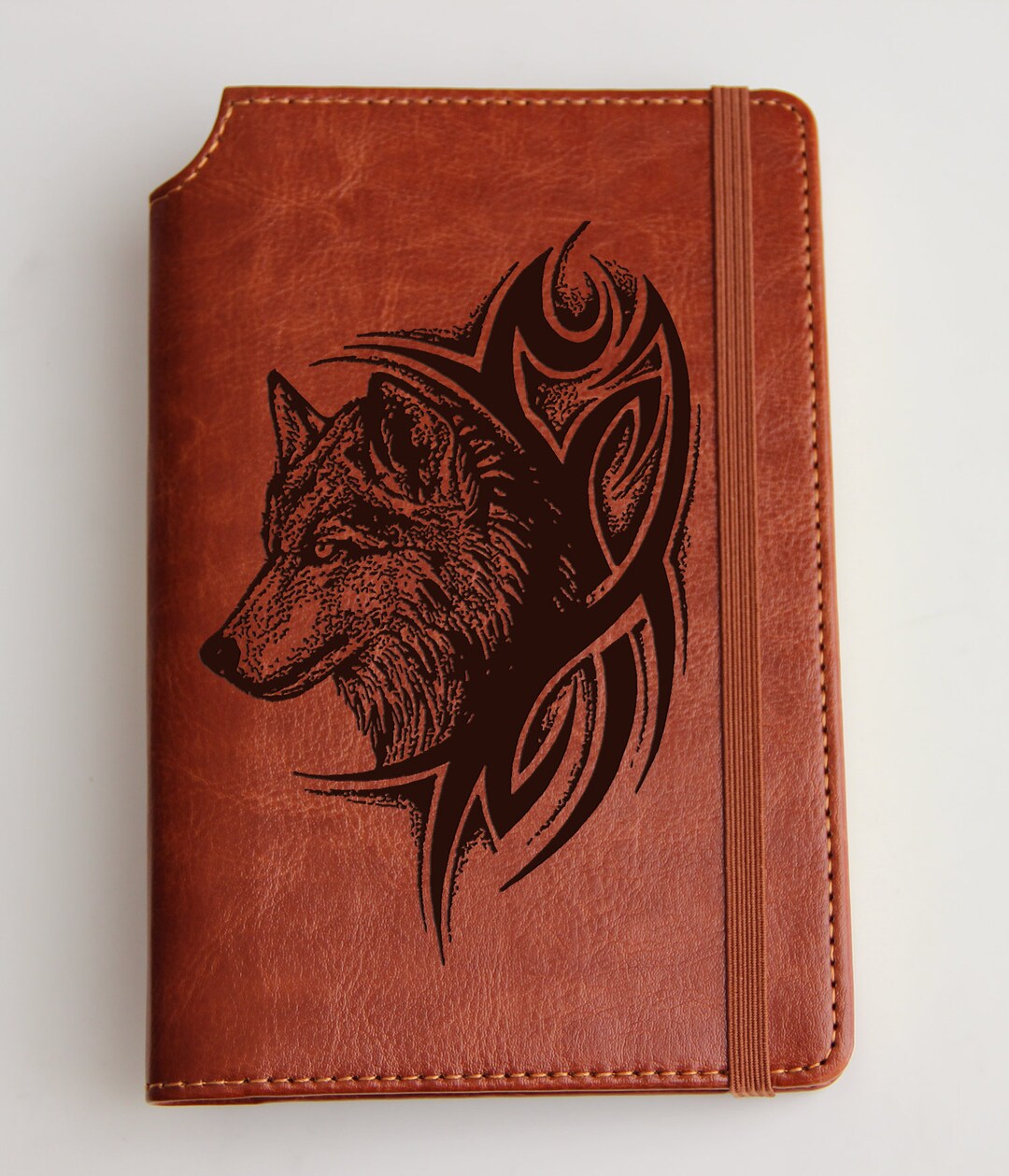 Wolf Journal With Custom Quote or Custom Text Leather Bound With ...