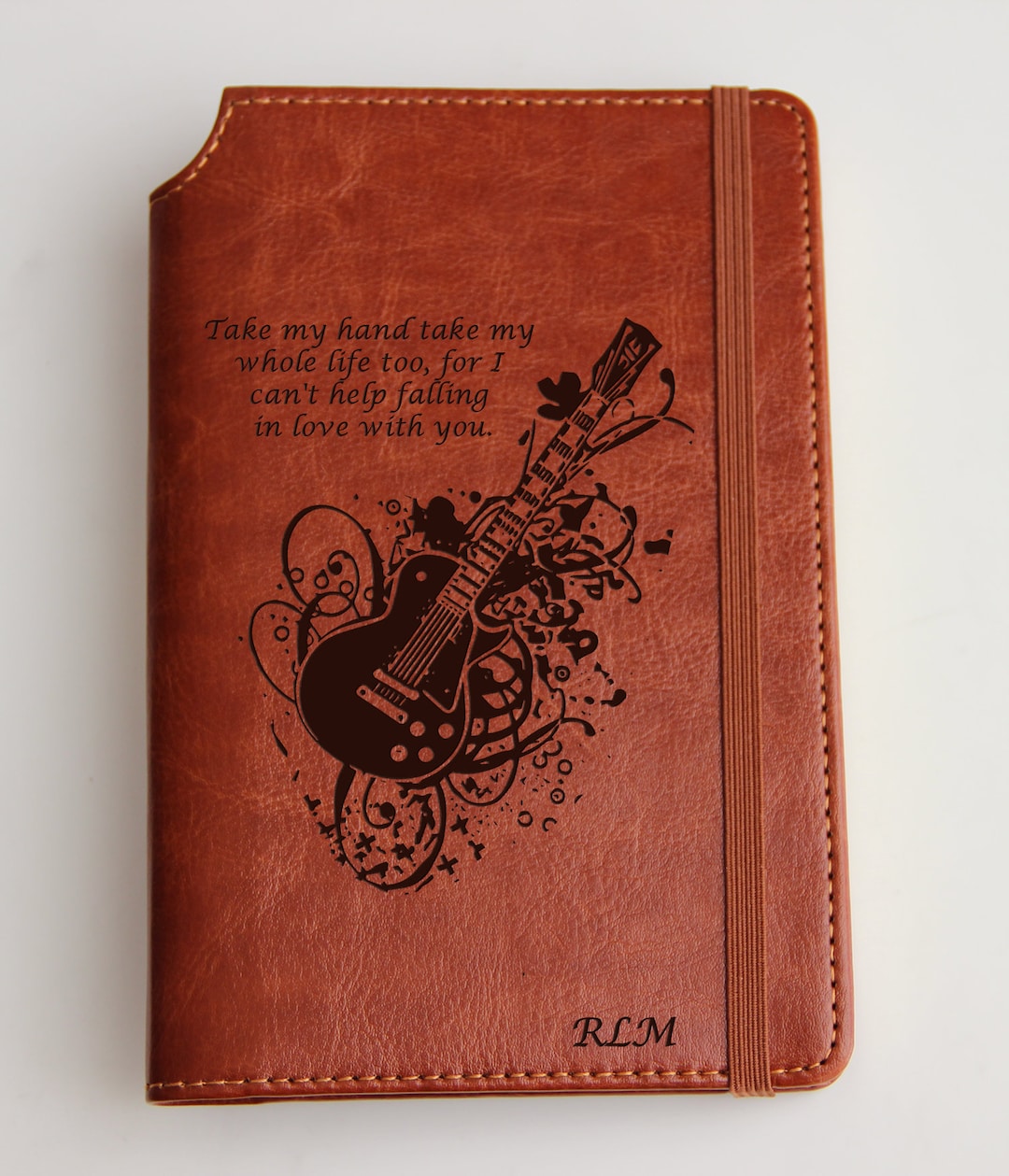 Guitar Journal From Your Photo With Custom Quote or Custom Text Leather ...