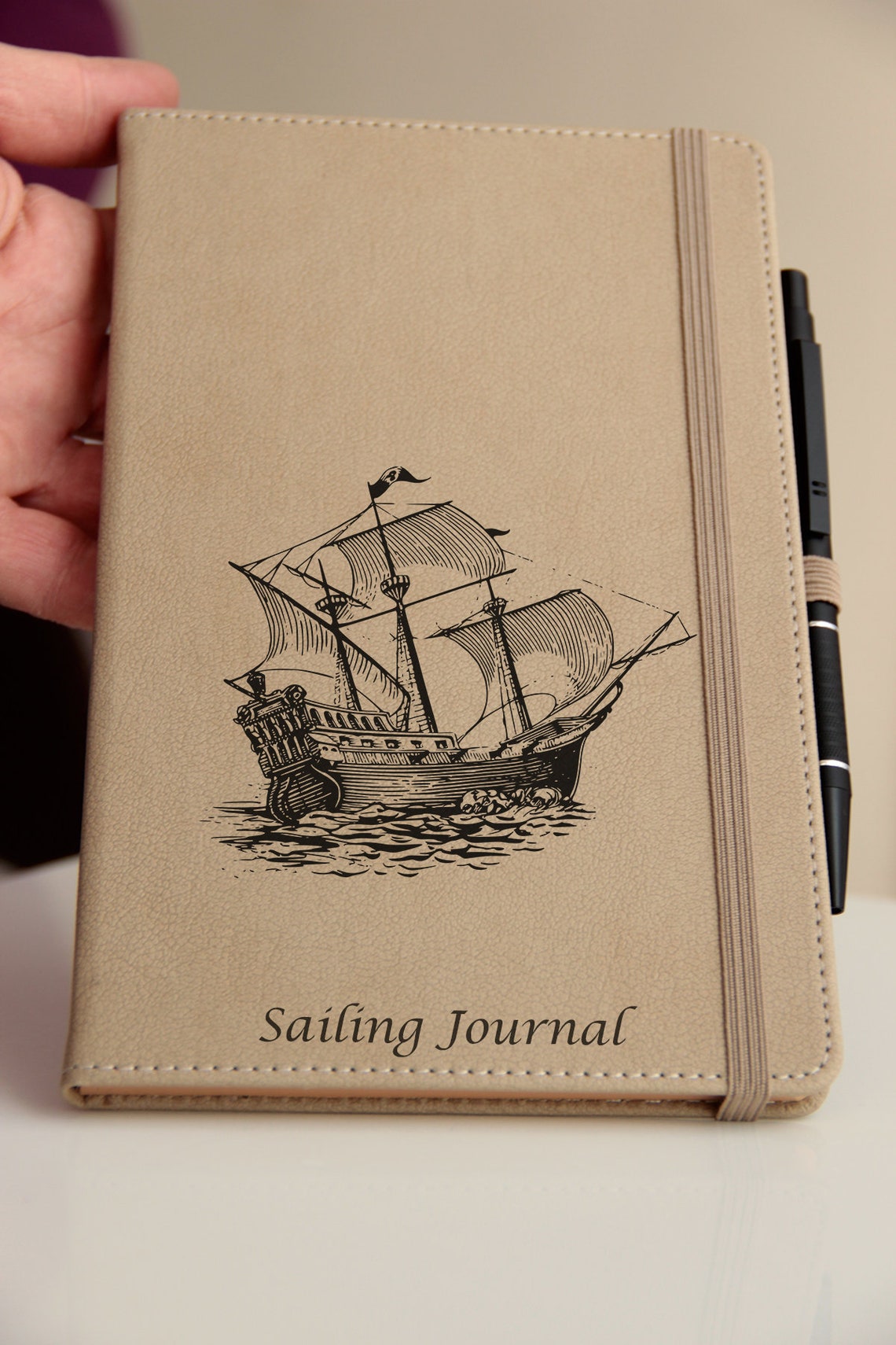 Travel Journal With Sailing Boat Illustration. Beige Colored | Etsy