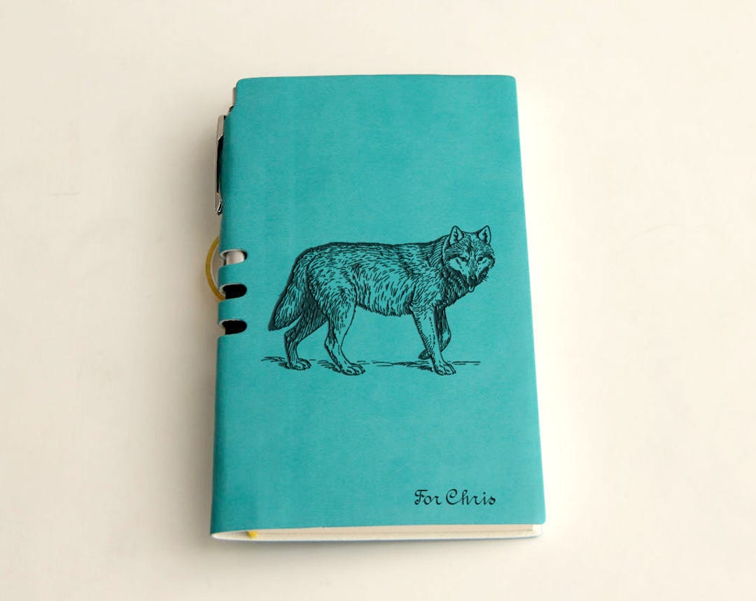 Customizable Laser Engraved Wolf Journal With Pen, Soft Thermo Leather ...
