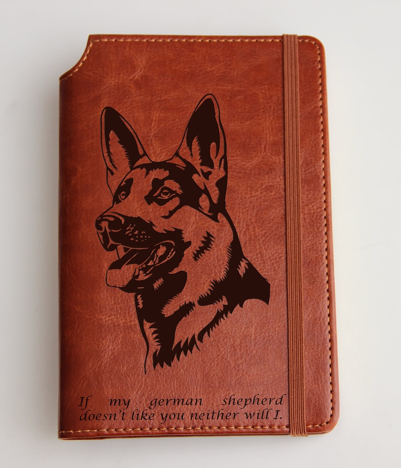 German Shepherd Dog Journal With Custom Name or Quote Leather | Etsy