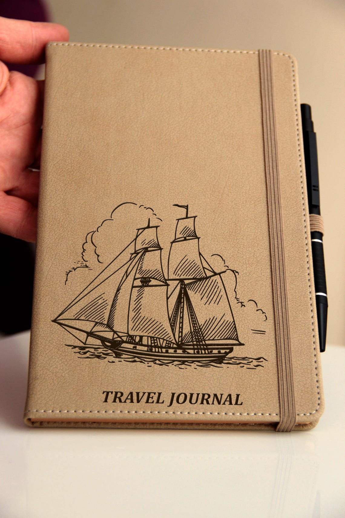 Travel Journal With Sailing Boat Illustration. Beige Colored | Etsy