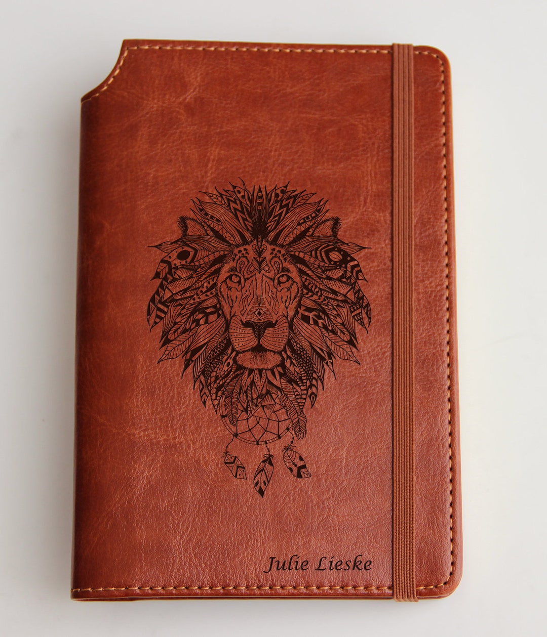 Lion Journal With Custom Quote or Custom Text Leather Bound With ...
