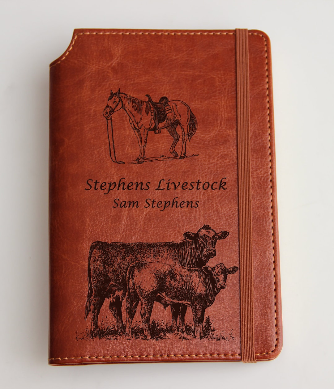 Customizable Cow and Calf Illustrated Journal Leather Bound - Etsy