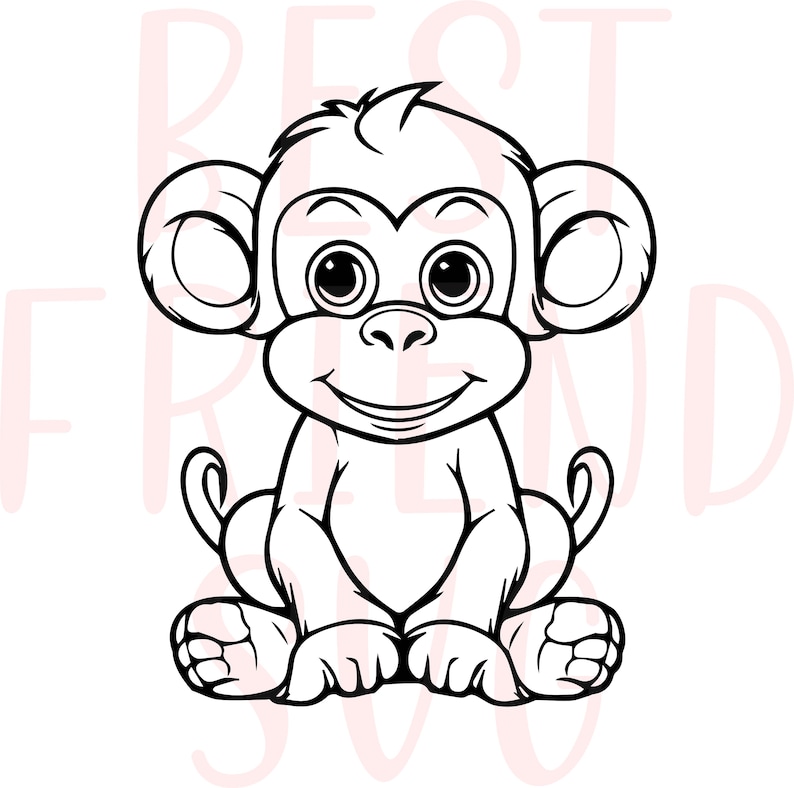 Cute Monkey SVG, Baby Monkey Svg, Png, Eps, Dxf, Silhouette, Sweet ...