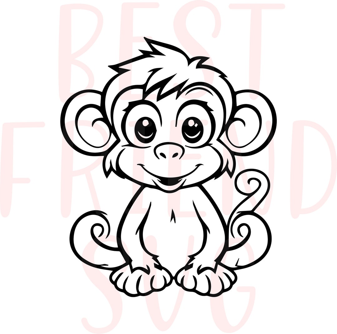 Cute Monkey SVG, Baby Monkey Svg, Png, Eps, Dxf, Silhouette, Sweet ...