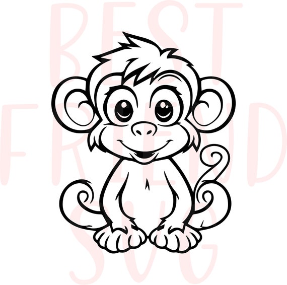 Baby Monkey Clip Art Black And White